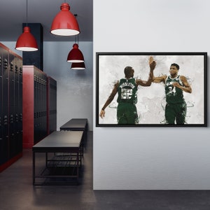 Giannis Antetokounmpo Khris Middleton Poster, Milwaukee Bucks, Canvas ...