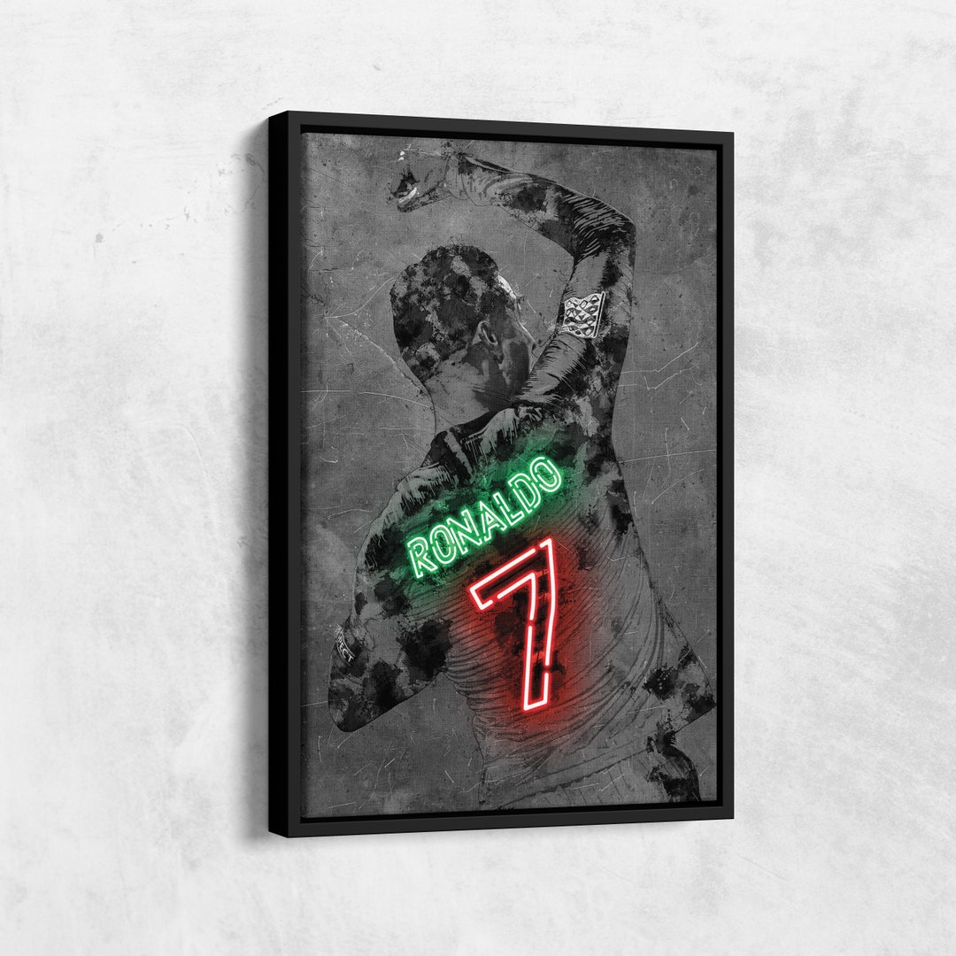 Cristiano Ronaldo Poster Neon Effect Portugal Hand Made Poster Canvas ...
