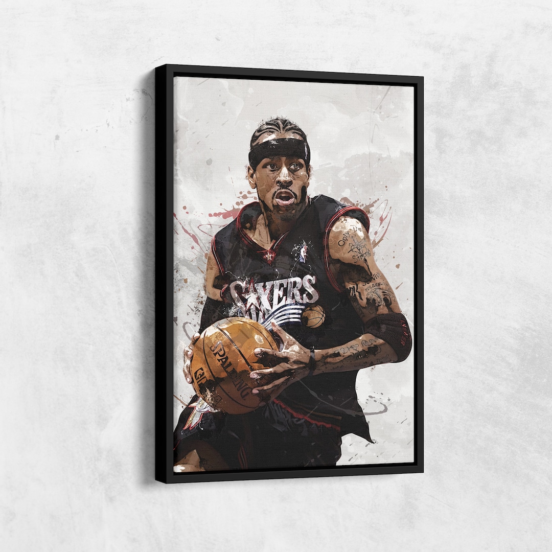 Allen Iverson Poster, Philadelphia 76ers, Canvas Print, Framed Poster, Home Decor, Kids Room ...