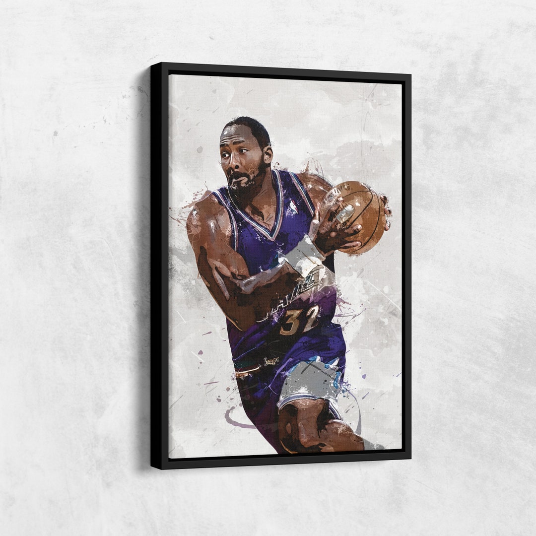 Karl Malone Poster, Utah Jazz, Canvas Print, Framed Poster, Home Decor ...