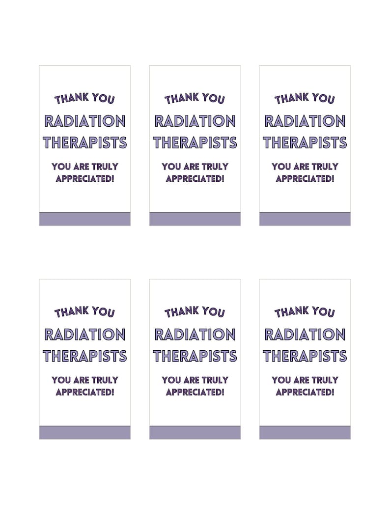 Printable Gift Tag - Thank You Radiation Therapists - Etsy