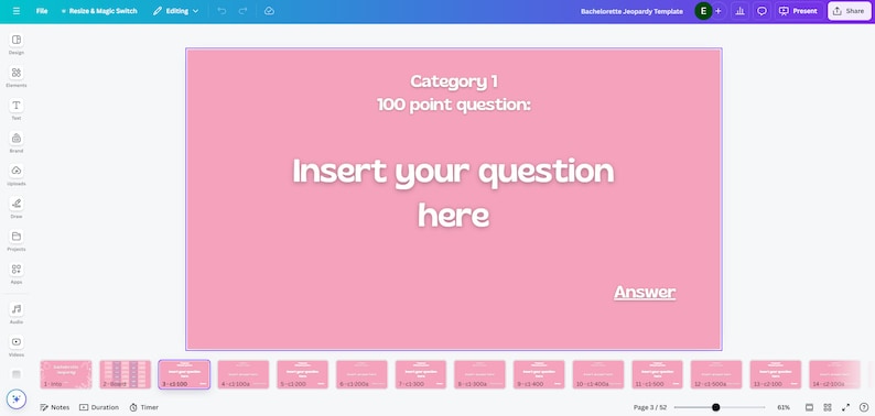 Jeopardy Editable Canva Template | Jeoparty | Bachelorette Party ...
