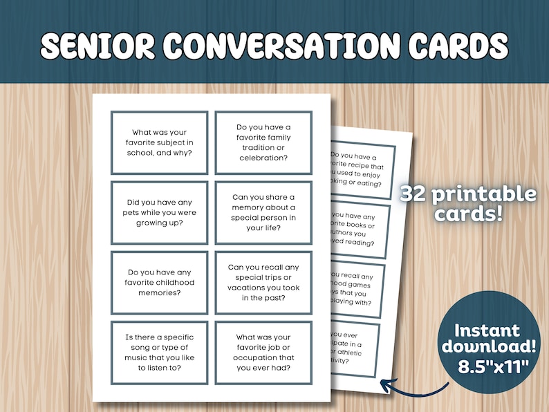 32 Conversation Cards for Senior Citizens - Printable Elderly ...