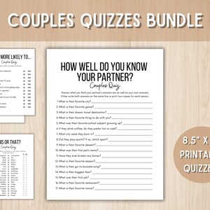 Printable Couples Quiz Bundle - 3 Printable Quizzes for Date Night: How Well Do You Know Your ...