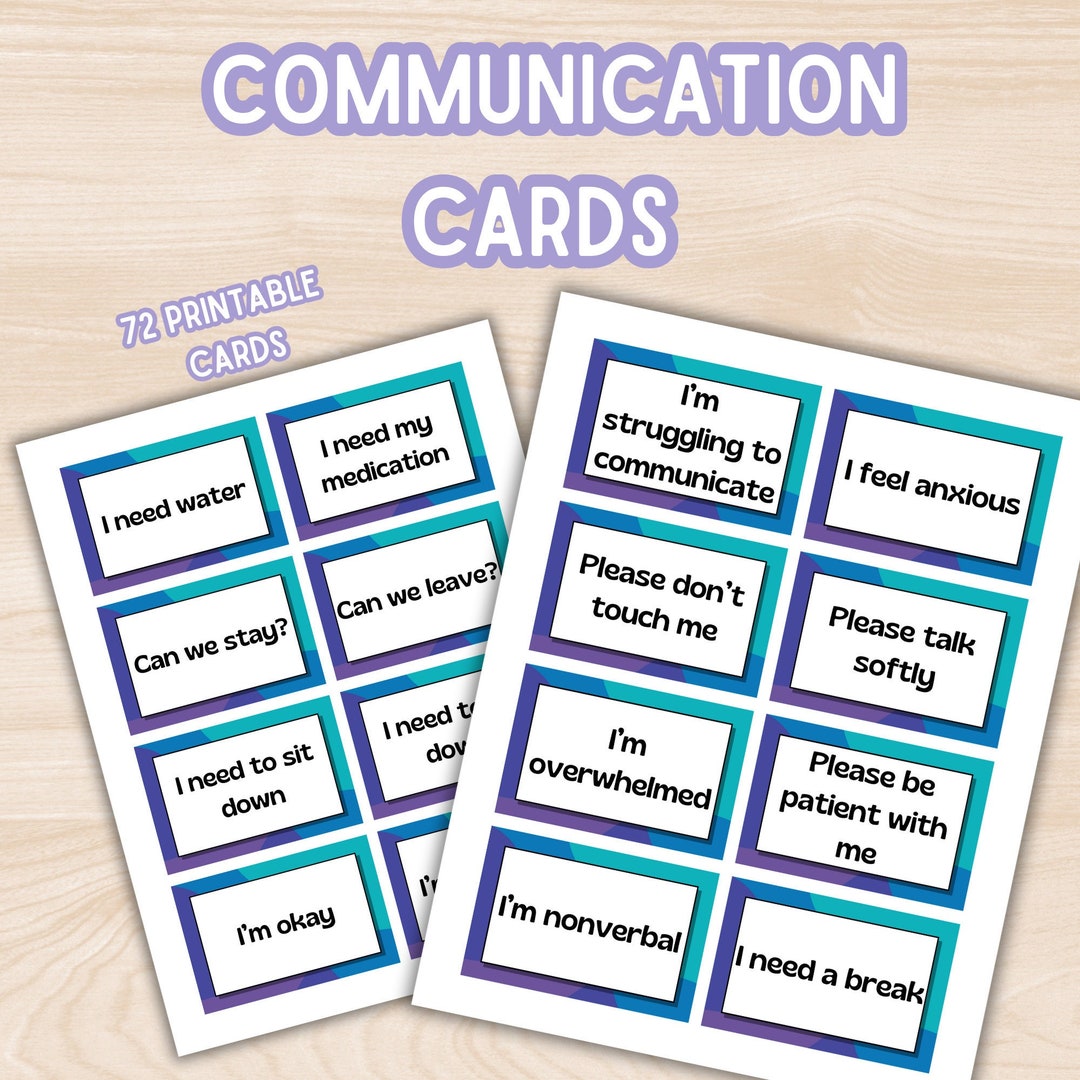 Communication Cards for Adults, Teenagers, and Children| Nonverbal ...