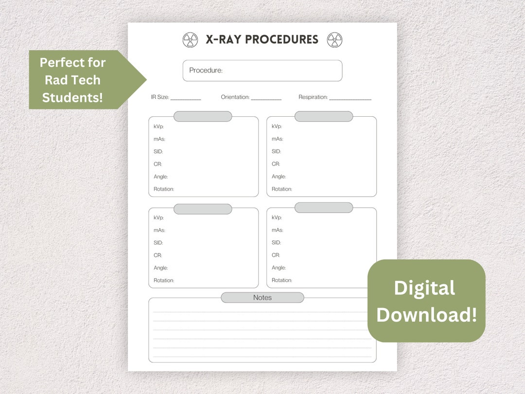 X-ray Student Positioning and Procedures Notes Template: Digital ...
