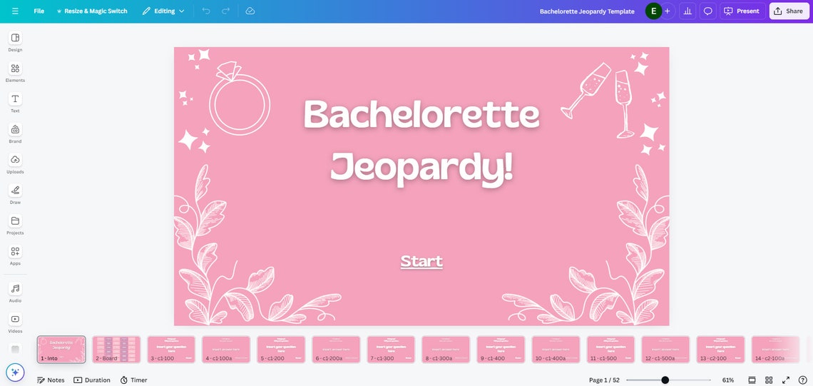 Jeopardy Editable Canva Template | Jeoparty | Bachelorette Party ...