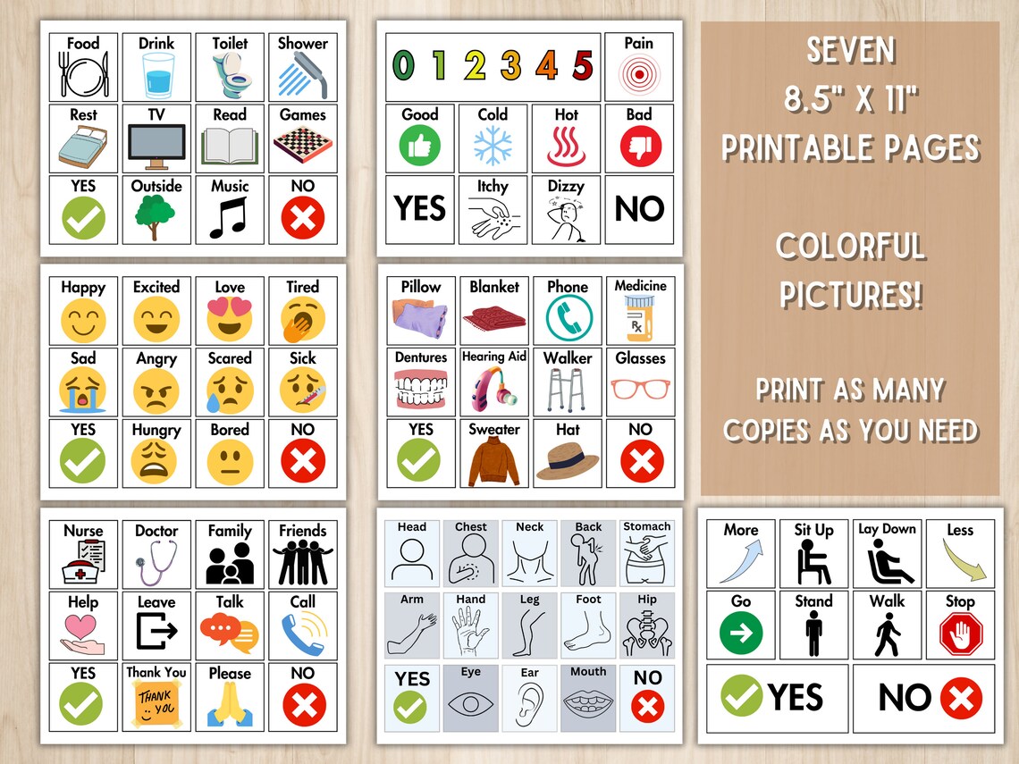 Communication Board for Seniors, Geriatric Patients, Non-verbal ...