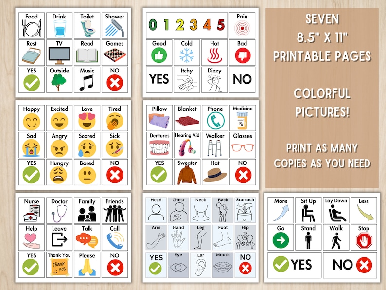 Communication Board for Seniors, Geriatric Patients, Non-verbal ...