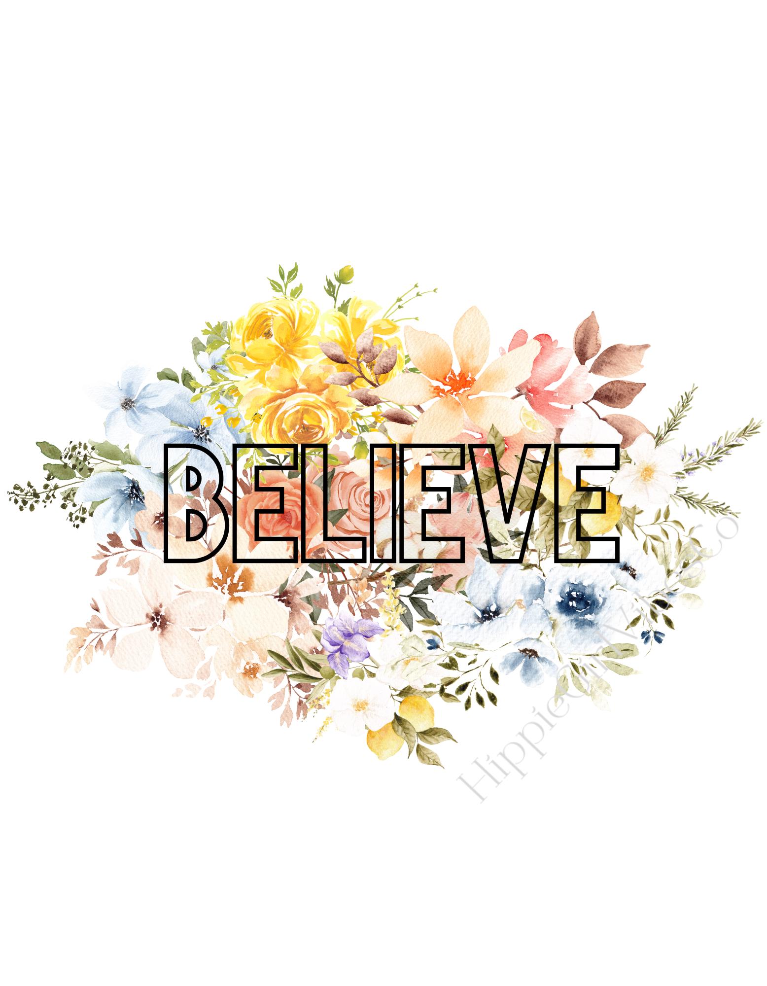 Believe Png, Floral Png, Digital Product, Digital Print, Digital Design ...