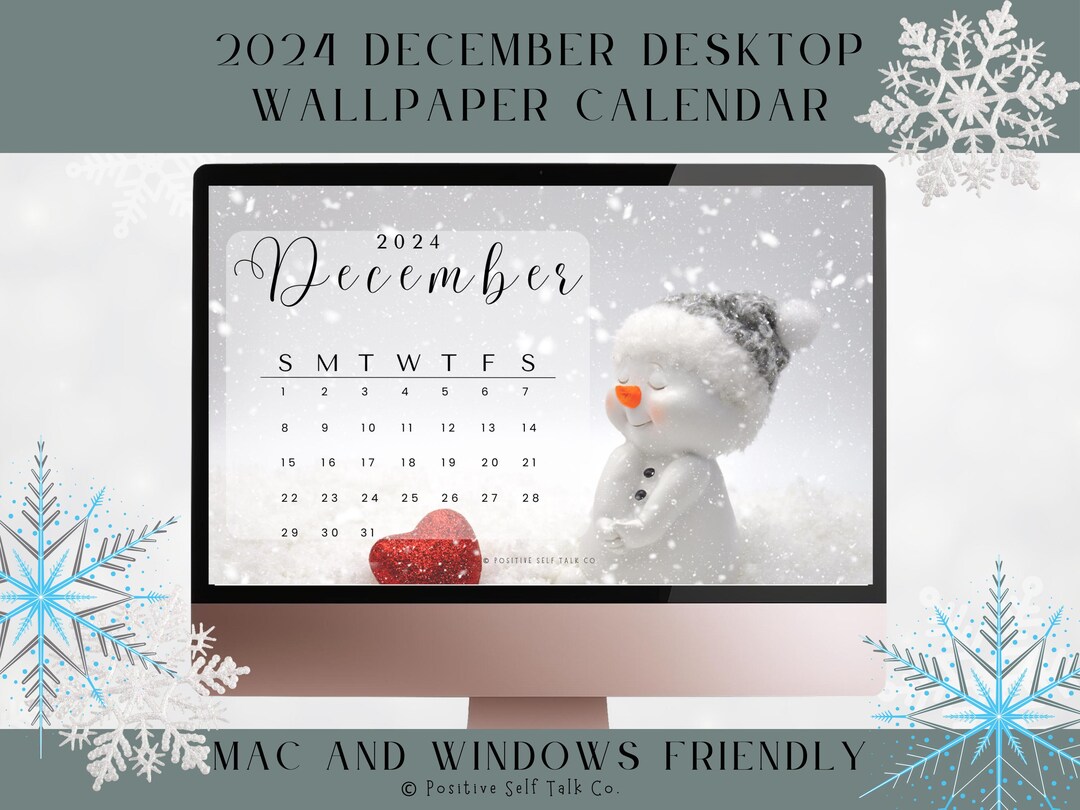 2024 December Snowman Desktop Calendar, Winter Desktop Wallpaper, Mac ...