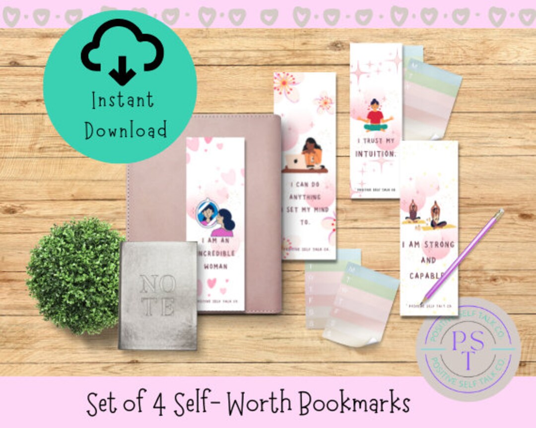 Printable Self-worth Bookmarks, Affirmation Bookmarks, Booklovers ...