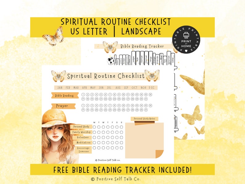 Spiritual Routine Checklist Sunny Girl Theme, Bible Tracker, Habit ...