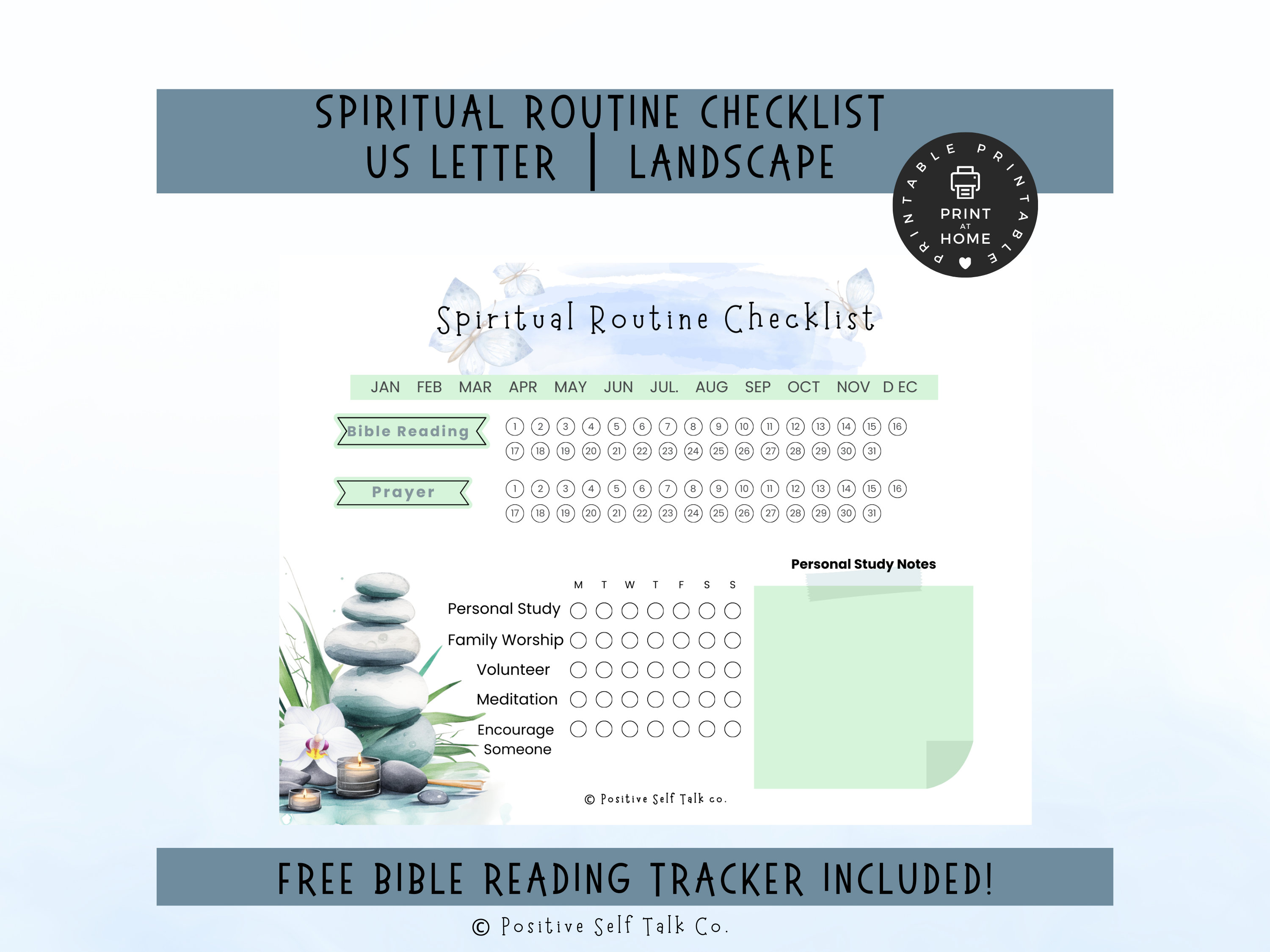 Printable Spiritual Routine Checklist, Serenity Theme, Bible Study ...