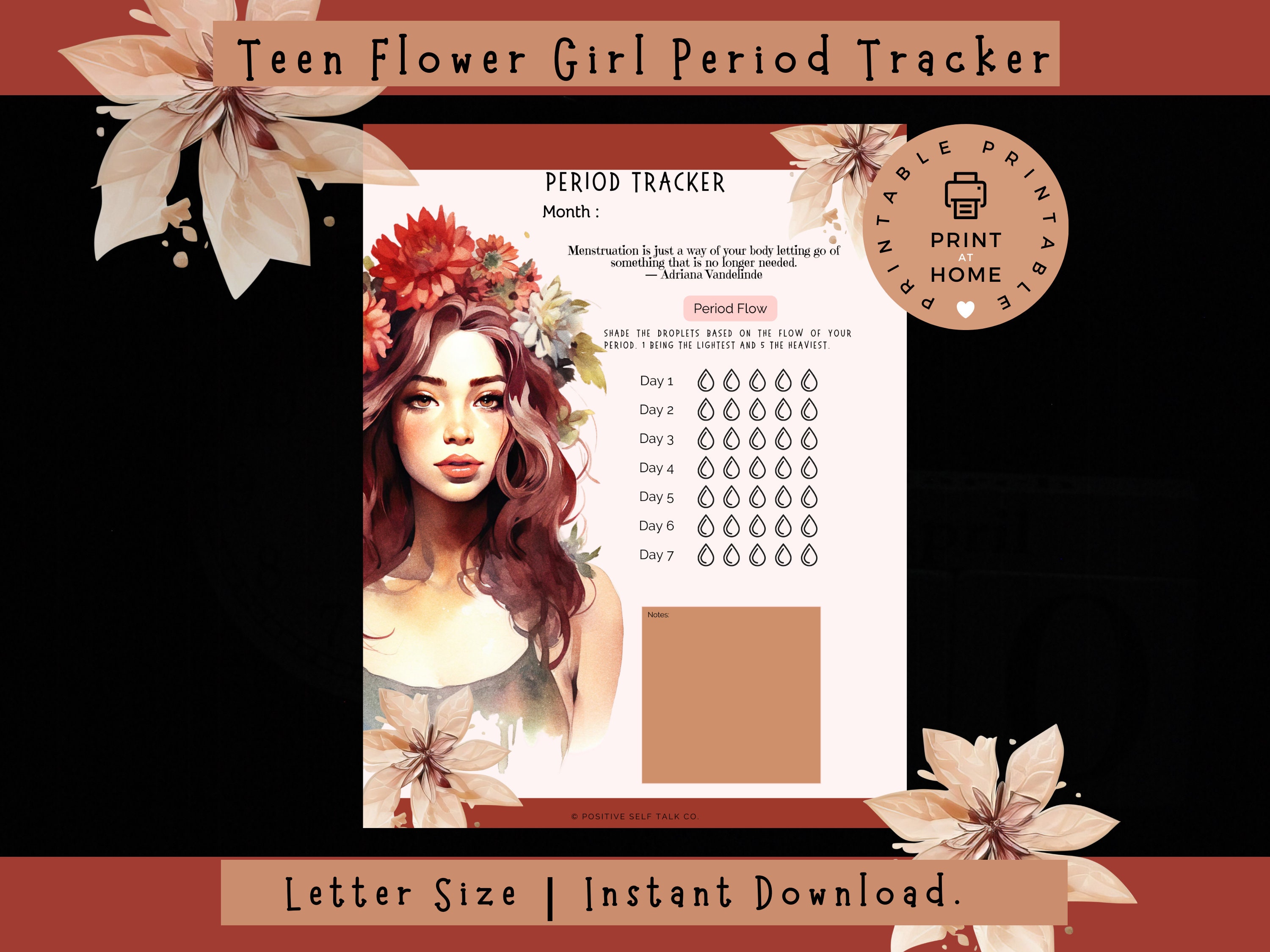 Period Tracker Teen Flower Girl, Cycle Tracker, Wellness Tracker ...