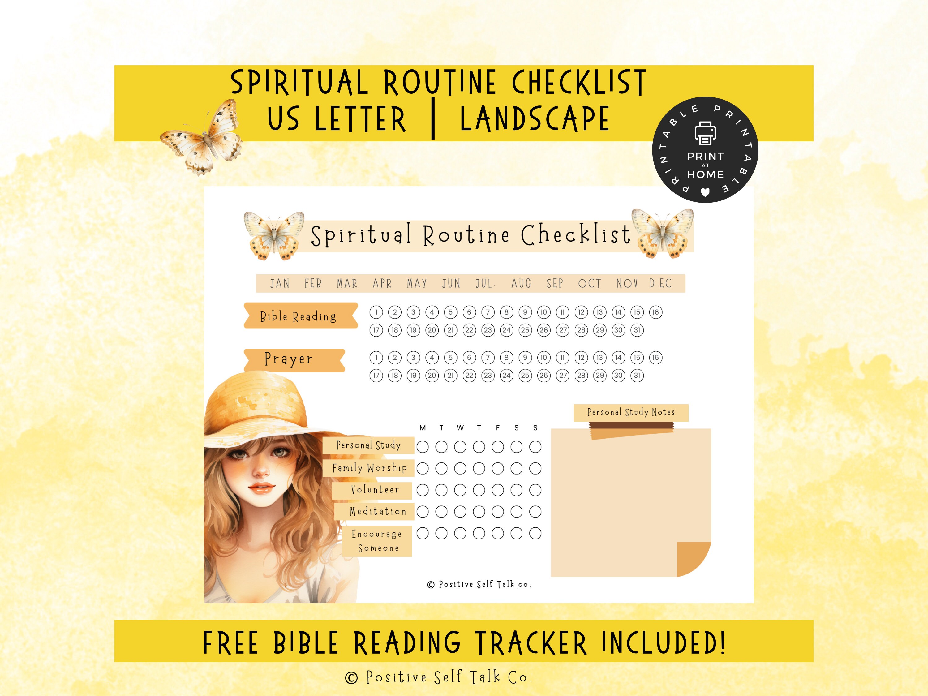 Spiritual Routine Checklist Sunny Girl Theme, Bible Tracker, Habit ...