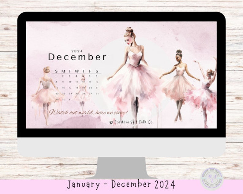 2024 Ballerina Themed Desktop Wallpaper Calendar, Digital Download ...