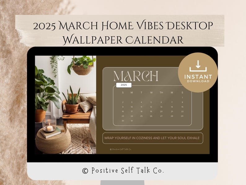 2025 March Desktop Wallpaper Calendar, Home Decor, Plants, Mac and ...