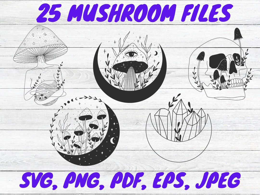 Hongo svg, paquete de hongos svg, imágenes prediseñadas de hongos ...