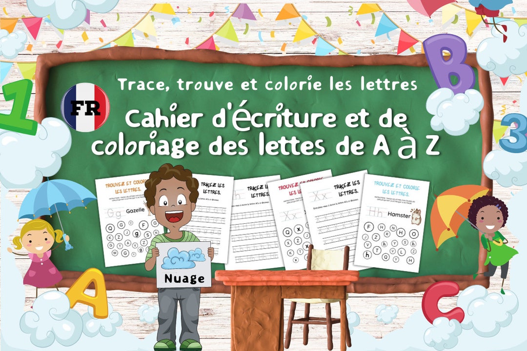 Trace Trouve Et Colorie Les Alphabets Cahier D'écriture - Etsy