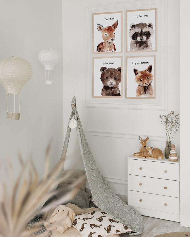 Positive Affirmations, Baby Animals, Printable Wall Art, Woodland ...