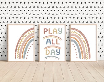 Play All Day Poster Playroom Art Kids Room Wall Decor - Etsy