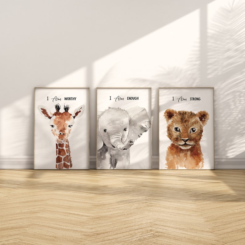 Positive Affirmations, Baby Animals, Printable Wall Art, Woodland ...