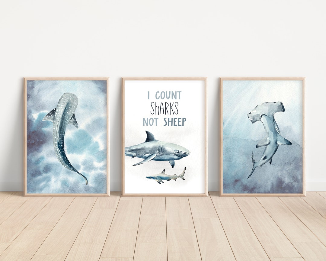 I Count Sharks Printable Wall Art Nautical Nursery Decor - Etsy