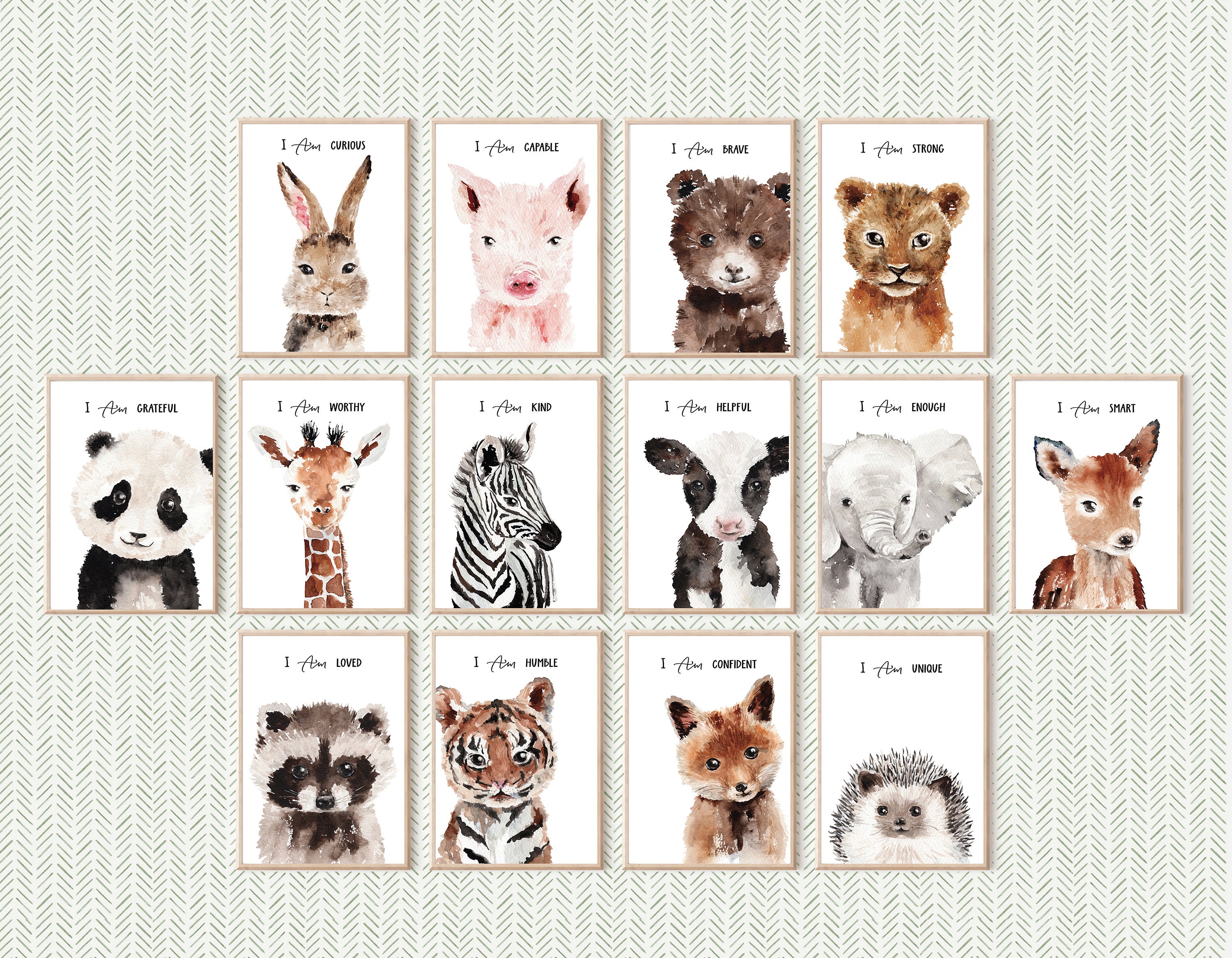 Positive Affirmations, Baby Animals, Printable Wall Art, Woodland ...