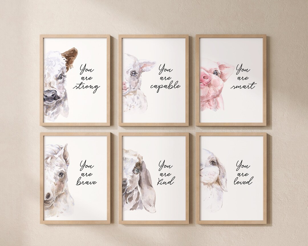 Positive Affirmation Farm Animals Pigs Nursery Wall Art - Etsy
