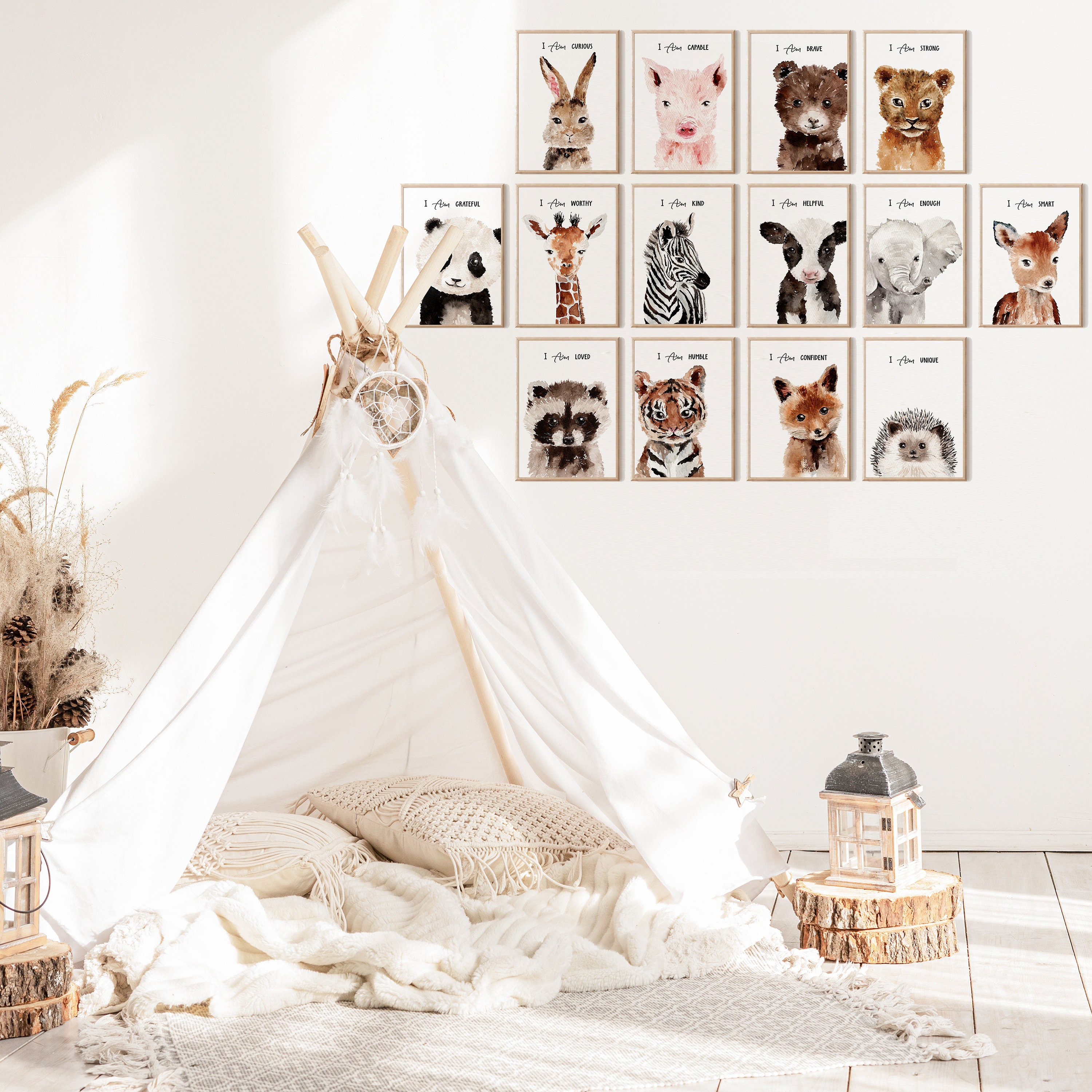 Positive Affirmations, Baby Animals, Printable Wall Art, Woodland ...