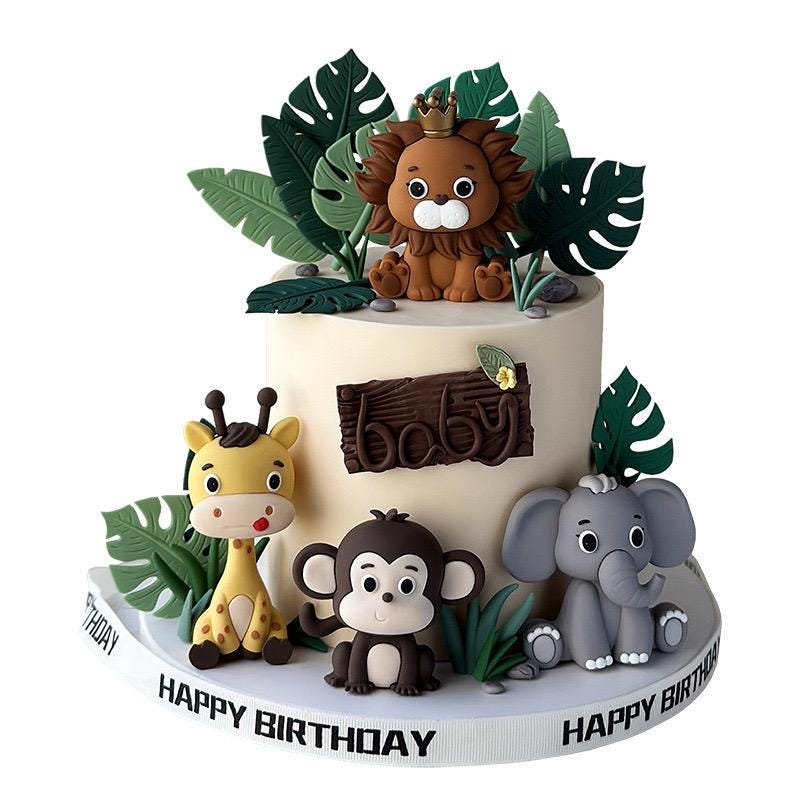 Jungle Animal Cake Figures - Etsy UK
