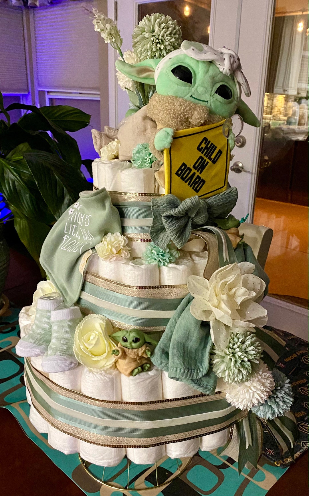 Custom Diaper Cakes Centerpiece for Baby Shower Present, Owl, Star Wars ...