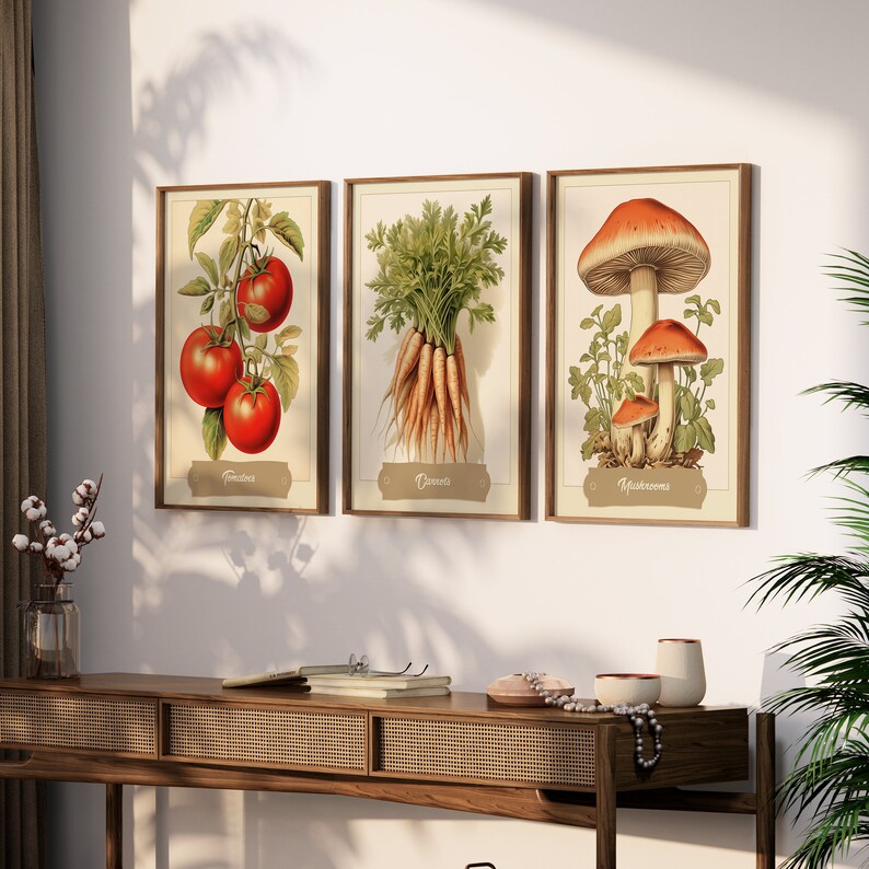 SET OF 12 Retro Vegetable Art Posters - Gallery Wall Set of 12 ...