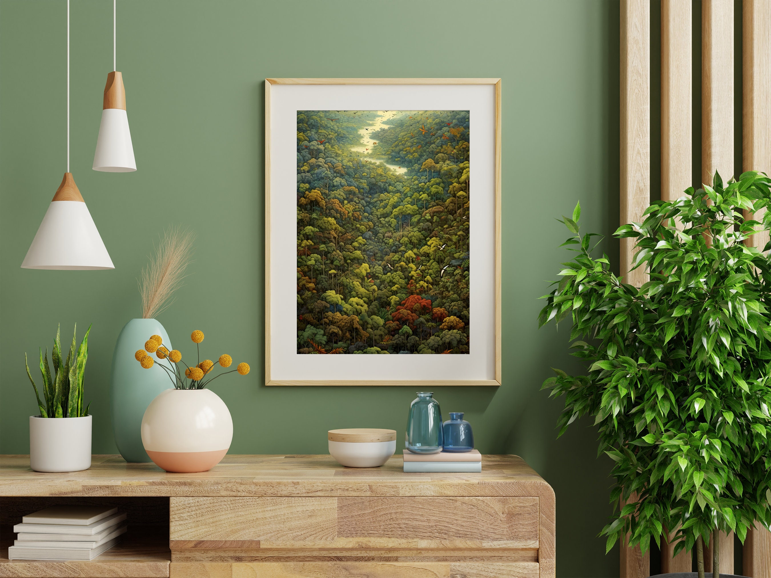 Tropical Rainforest Landscape Illustration - A2/A3/A4/A5/A6 DIGITAL ...