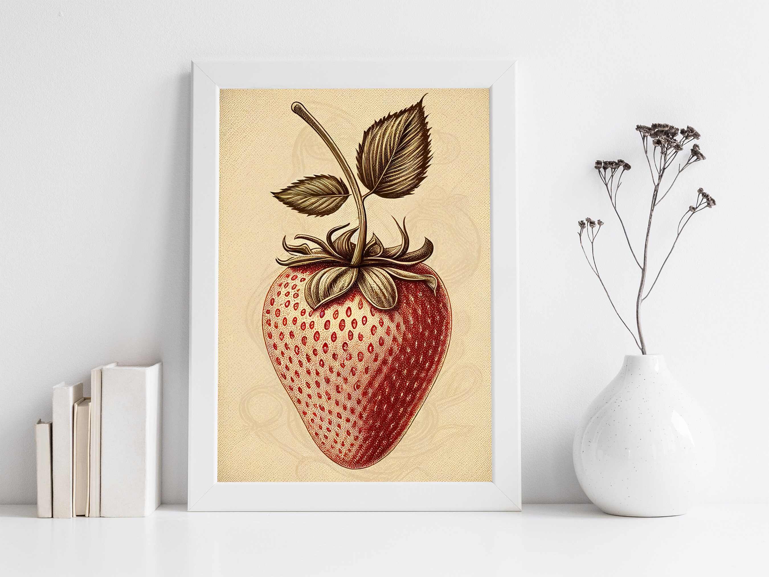 Strawberry Artistic Drawing - Fruit Art Print - A2/A3/A4/A5/A6 DIGITAL ...