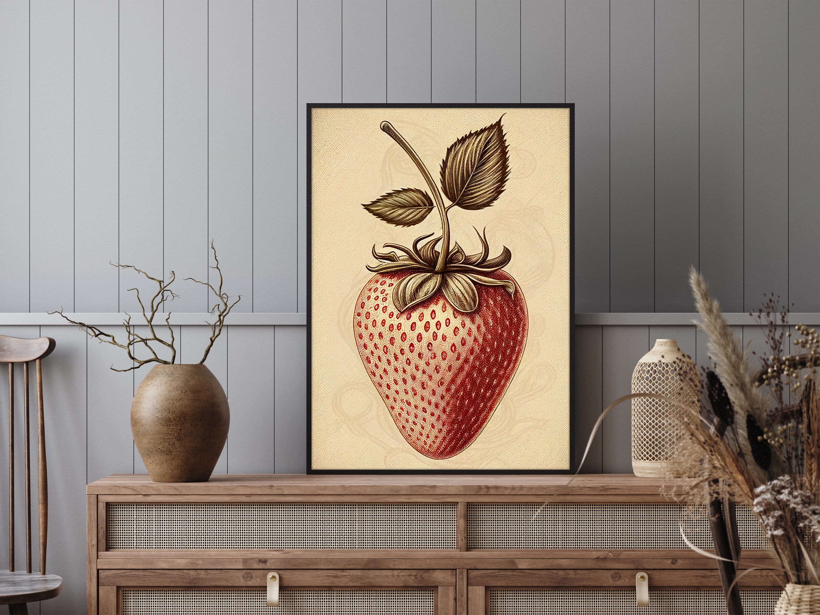 Strawberry Artistic Drawing - Fruit Art Print - A2/A3/A4/A5/A6 DIGITAL ...