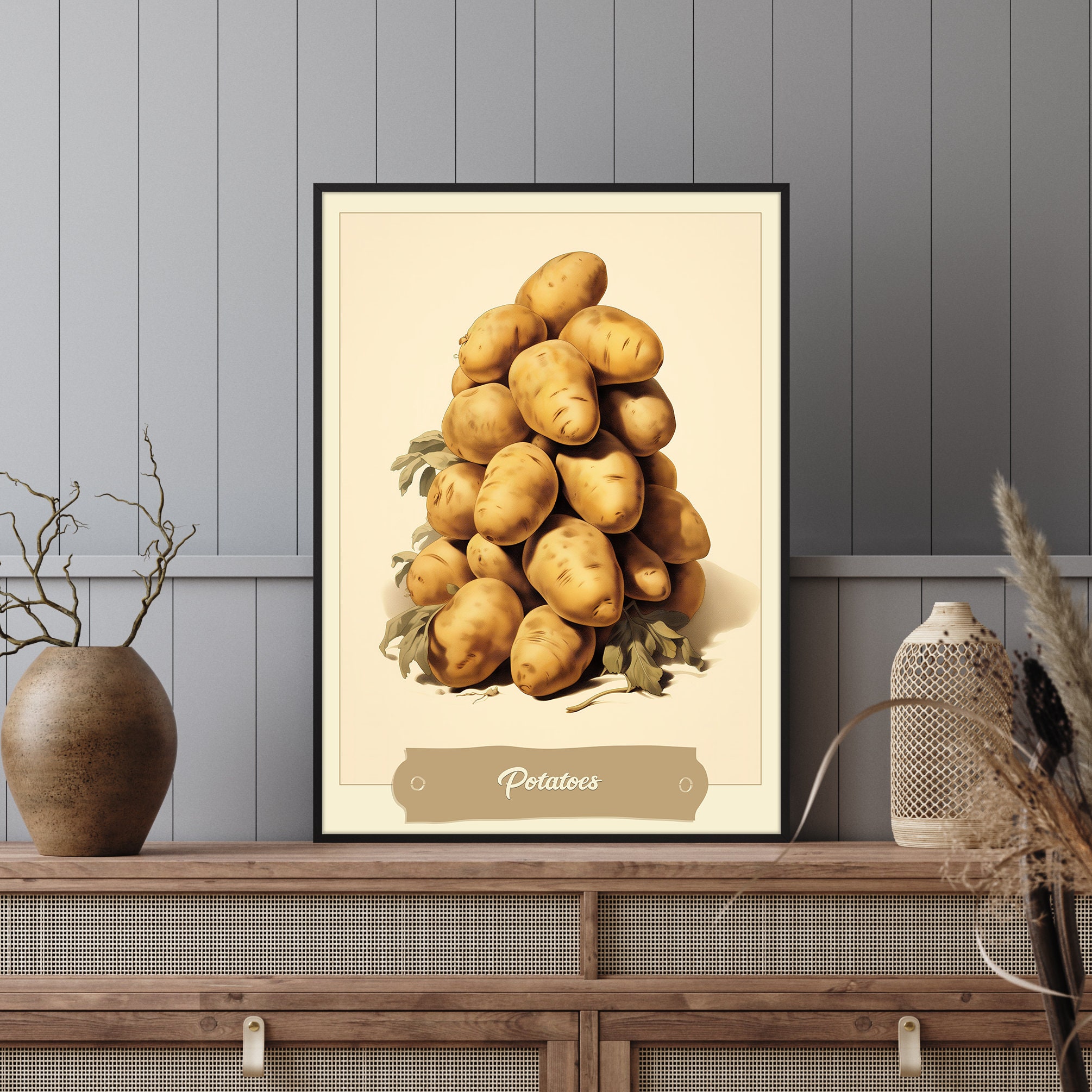 DIGITAL DOWNLOAD Potatoes Vintage Poster - Kitchen Wall Art - Printable ...