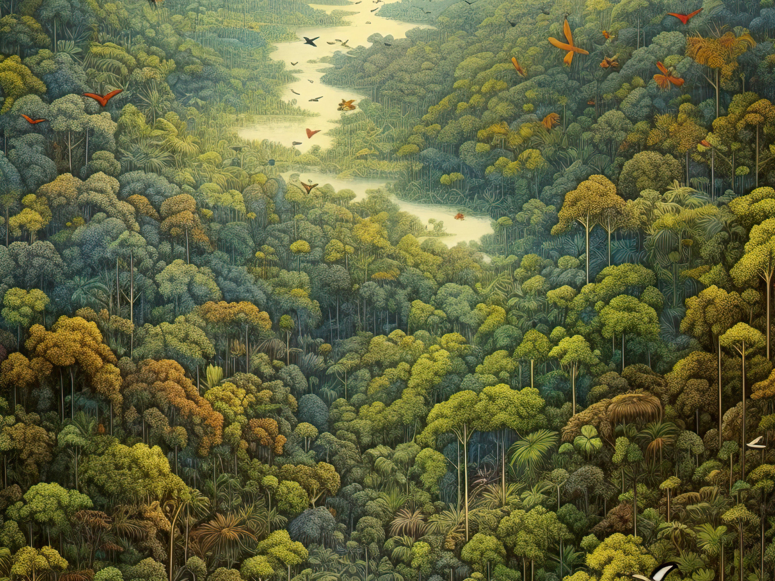 Tropical Rainforest Landscape Illustration - A2/A3/A4/A5/A6 DIGITAL ...