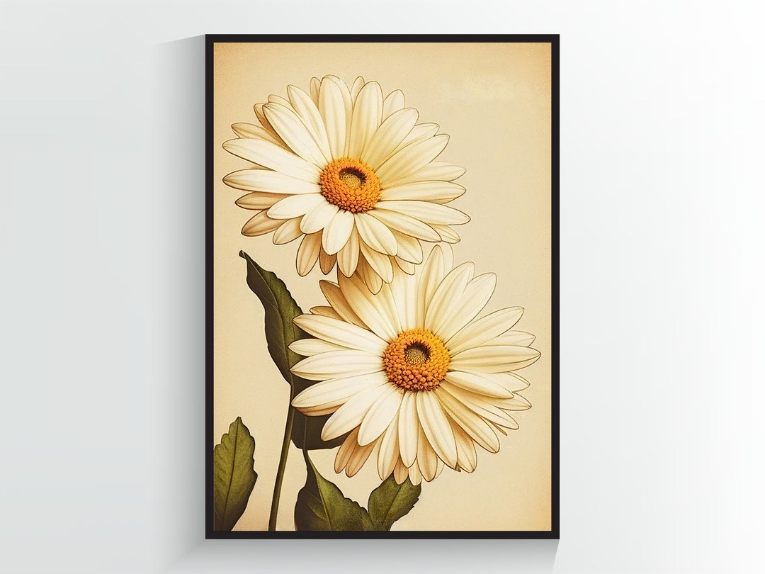 Daisy Vintage Poster - Flower Art Print - A2/A3/A4/A5/A6 DIGITAL ...