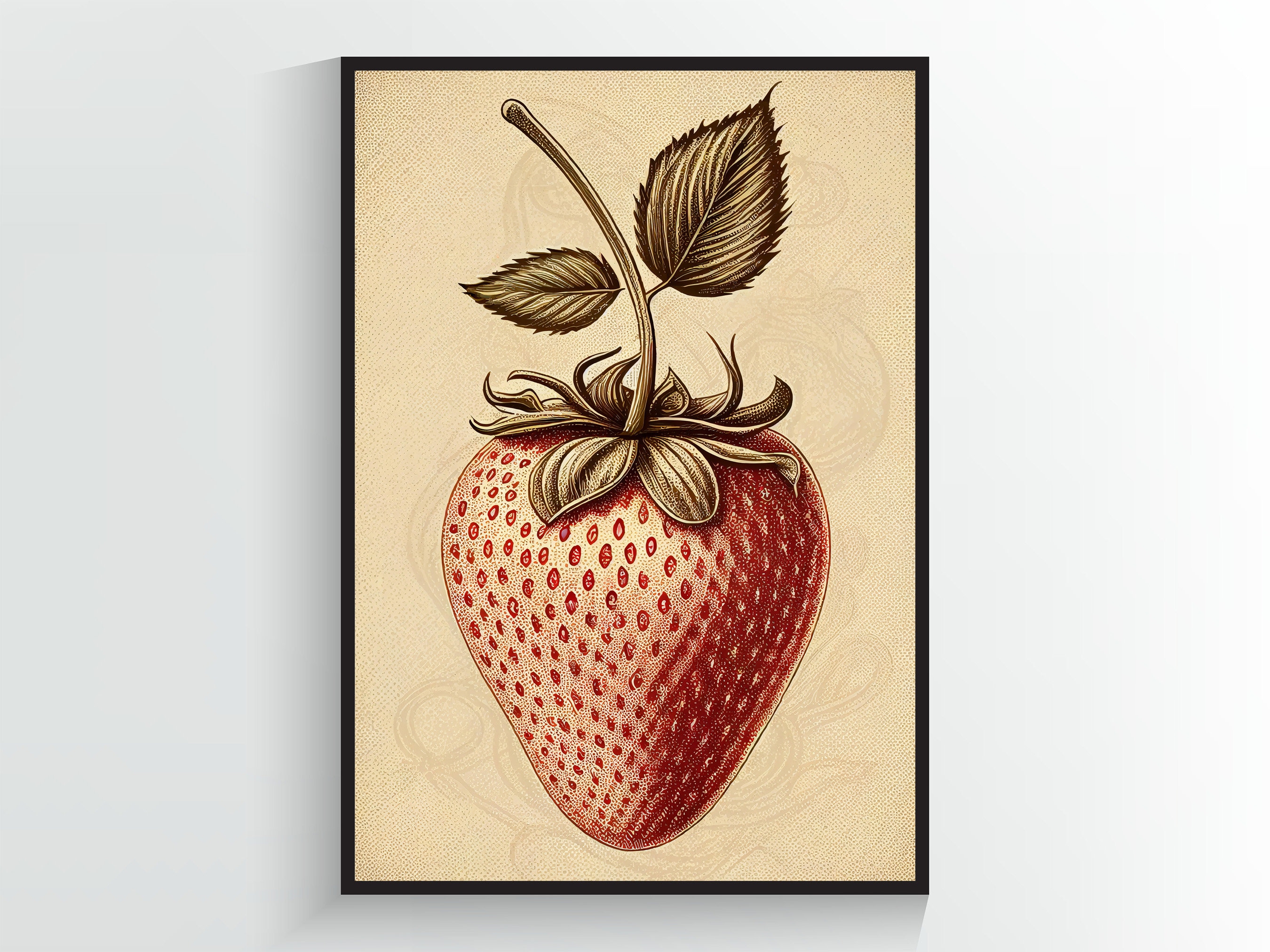 Strawberry Artistic Drawing - Fruit Art Print - A2/A3/A4/A5/A6 DIGITAL ...