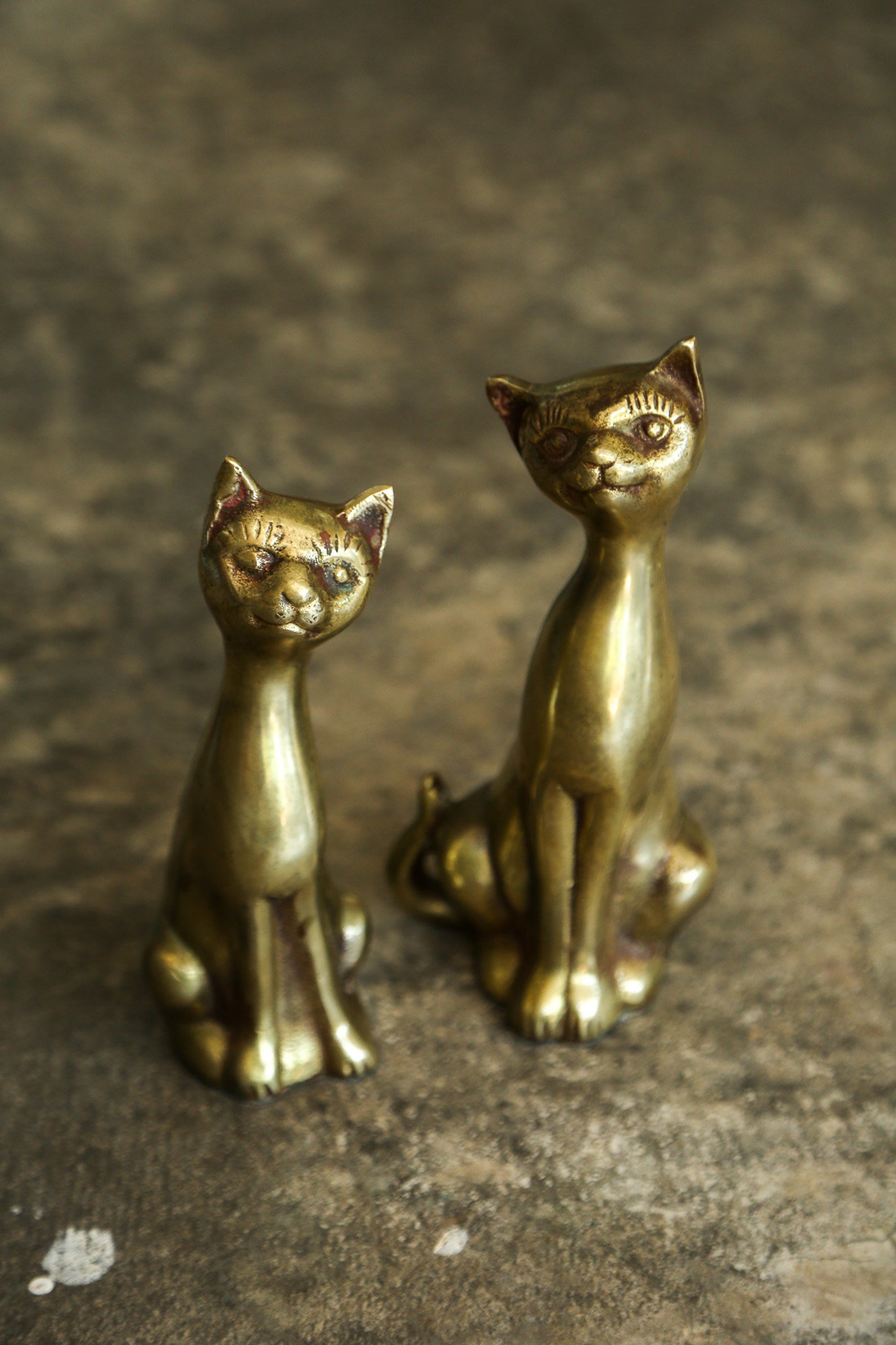 Vintage Brass, MCM, Mid-century Brass Cat Figurine, Siamese Cat, Pair ...