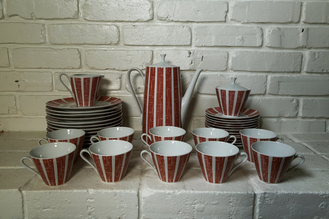 Vintage, MCM, Mid-century Modern, Bavarian Quality Porcelain Tea Set ...