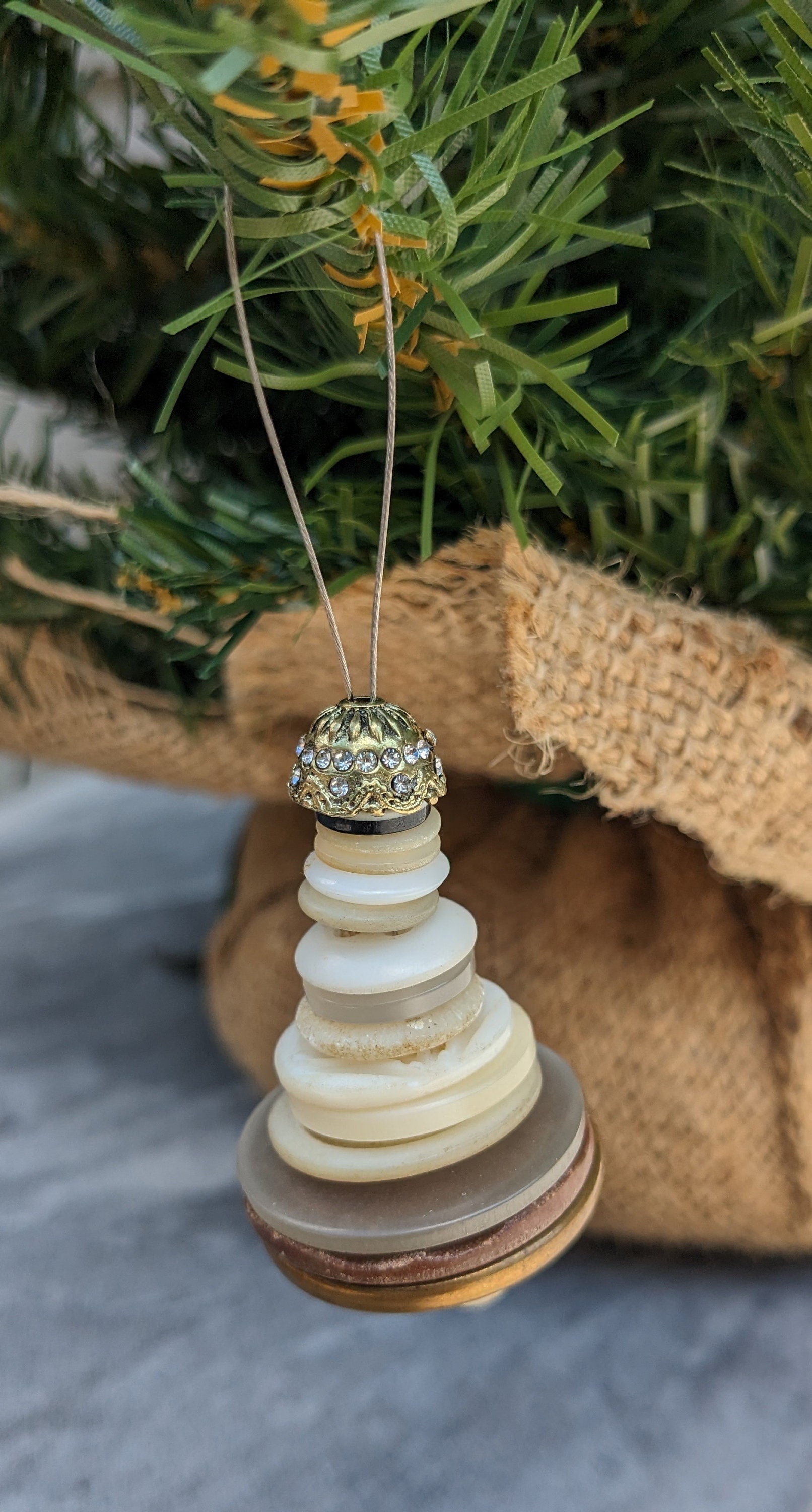 Set of 6 Vintage Button Tree Ornaments - Etsy