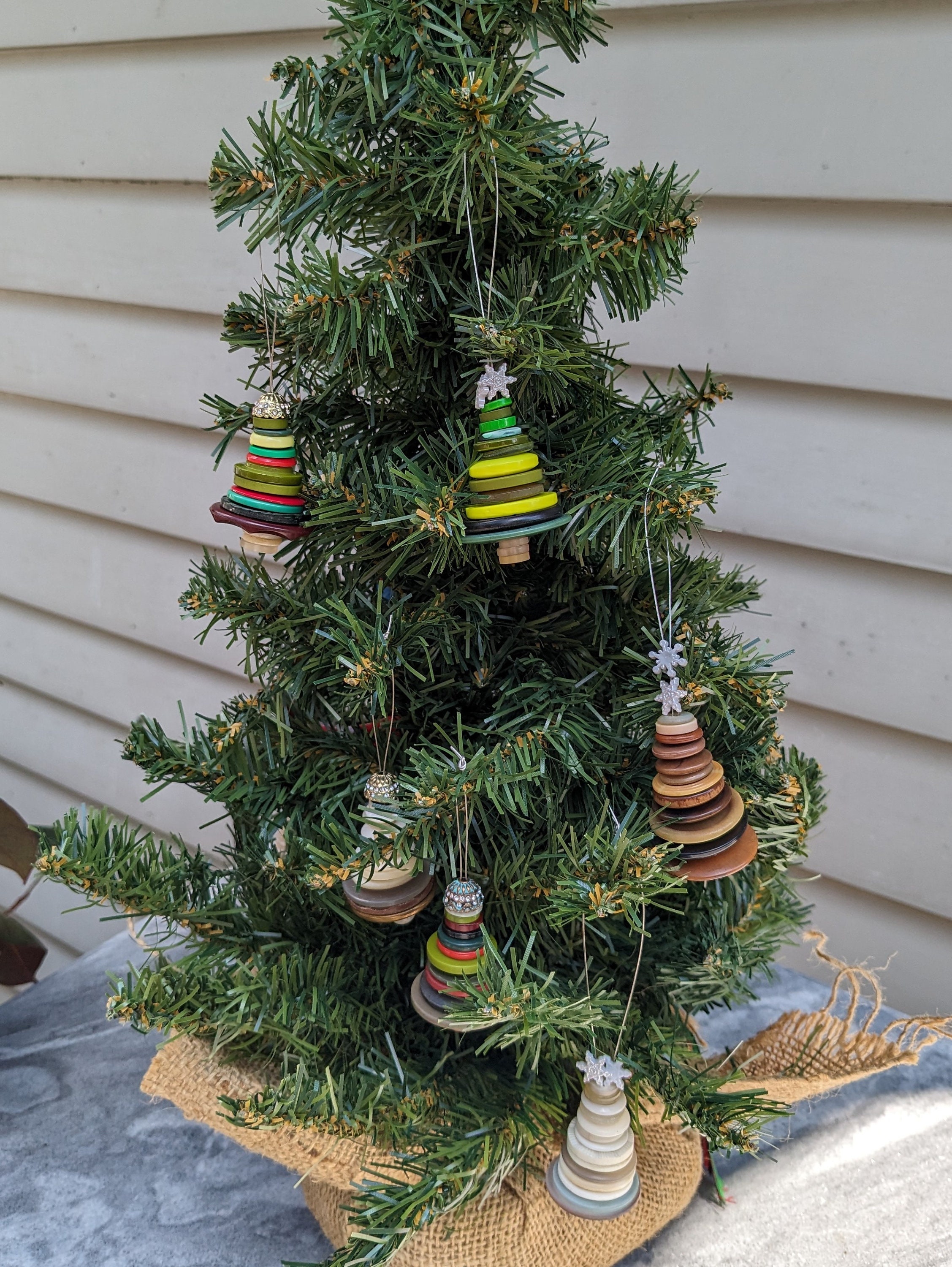 Set of 6 Vintage Button Tree Ornaments - Etsy