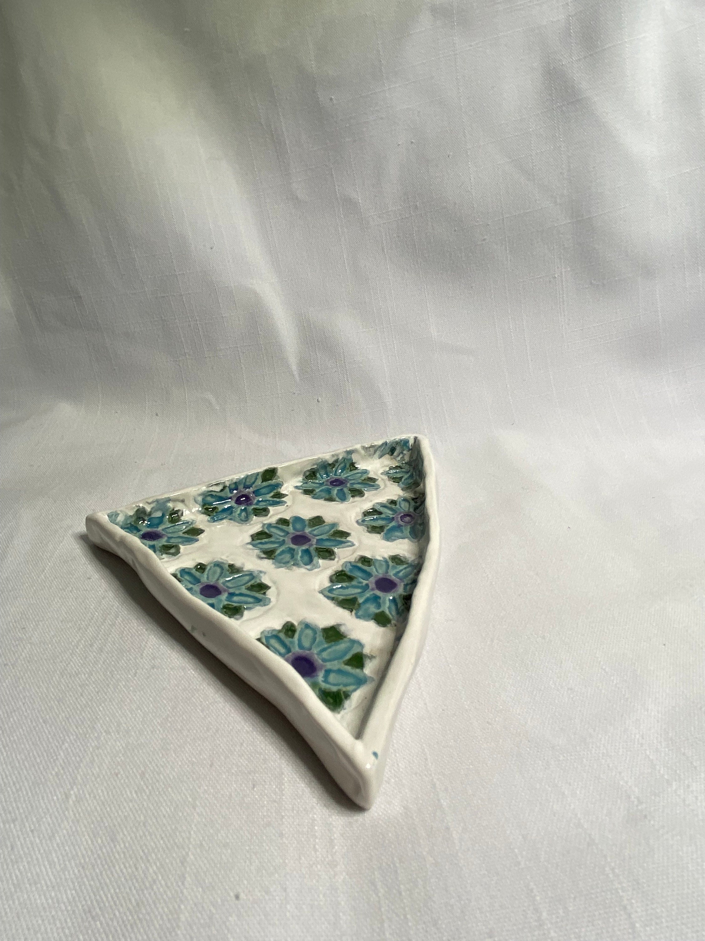Daisy pie Slice Trinket Dish Turquoise, Green and Purple - Etsy