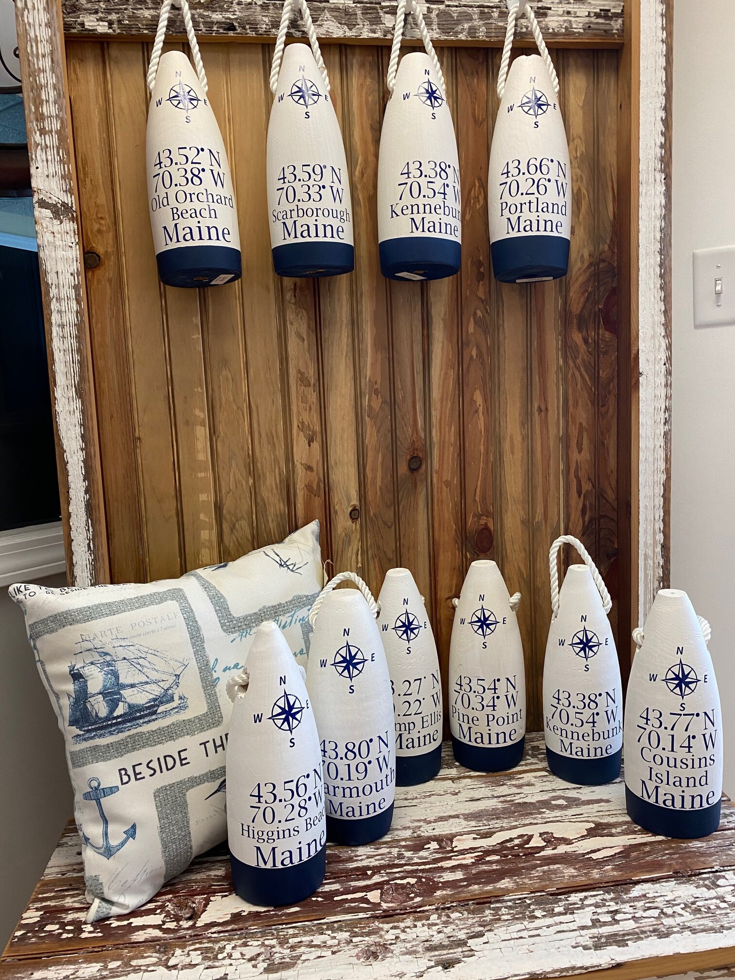 Custom Coordinates Wood Buoy, Coastal Decor, Made in Maine - Etsy