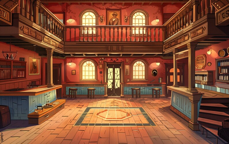 Wild West Saloon Cartoon Backdrops Series 7 - 200+ Background 2D ...