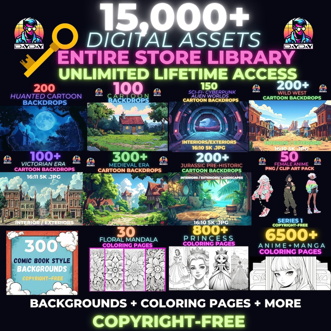 Entire Store Library Lifetime Access! Massive Design Bundle | Coloring ...