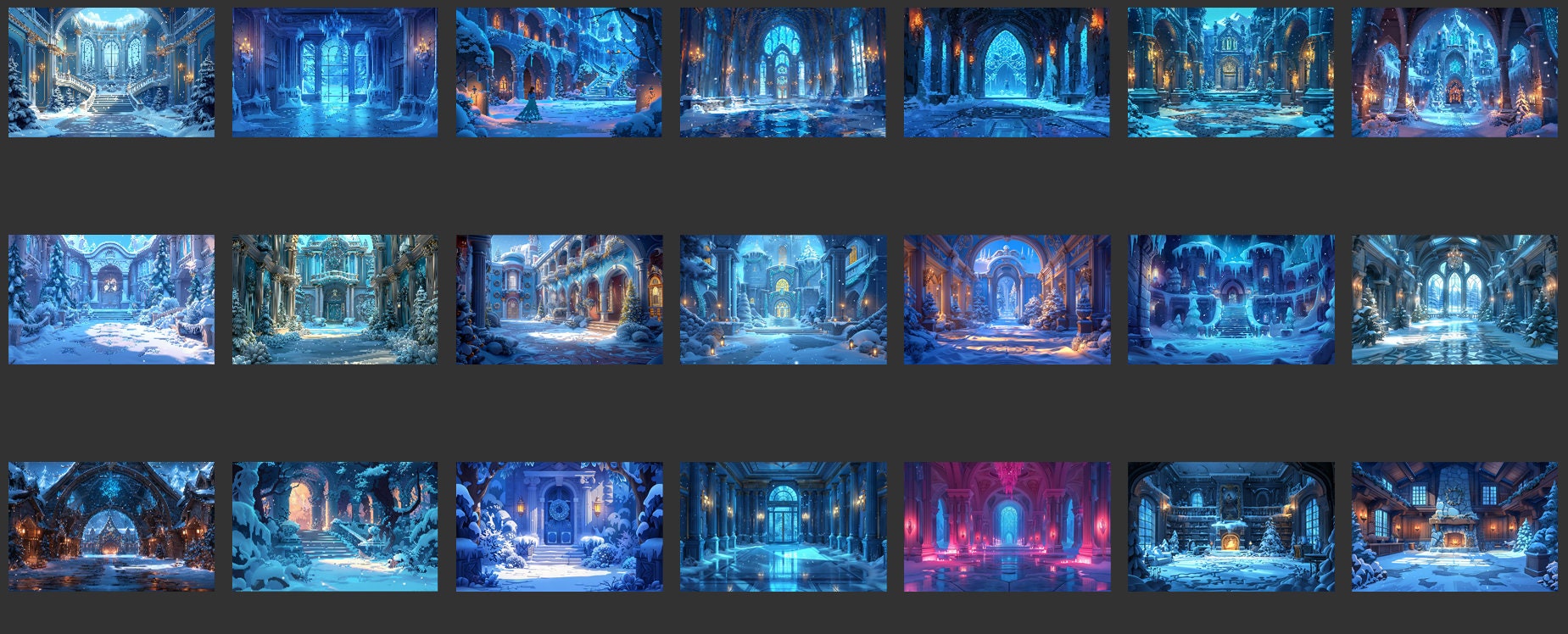 Frozen Winter Wonderland Cartoon Backgrounds Pack of 300 | High ...
